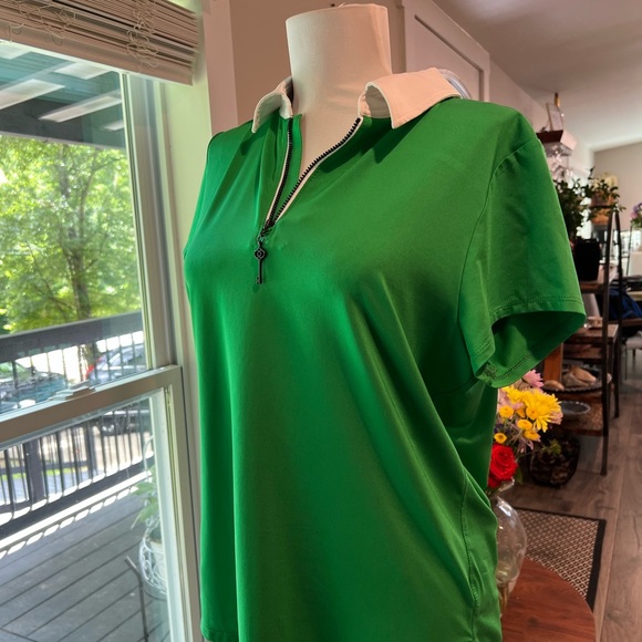 Belyn Key | Tops | Belyn Key Emerald Green Zip Polo | Poshmark